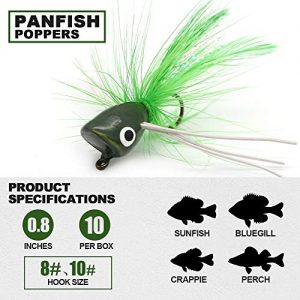 XFISHMAN Fly Fishing Poppers Lures for Bass Panfish Flies Topwater ...